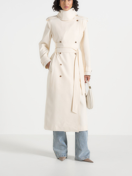 MANIÈRE DE VOIR Manière De Voir Esther Double Belted Funnel Neck Trench Coat